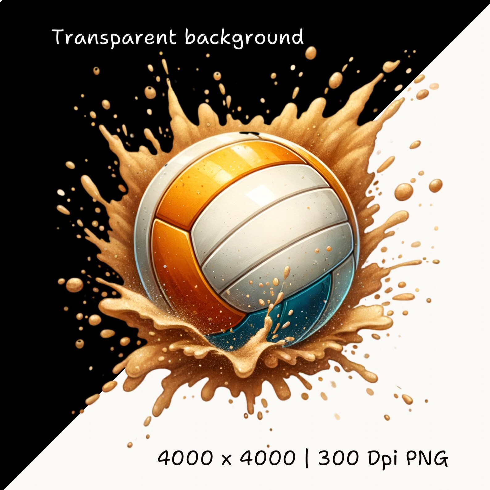 Volleyball Splash Clipart Set - Fire, Water, Sand Splash Designs for ...