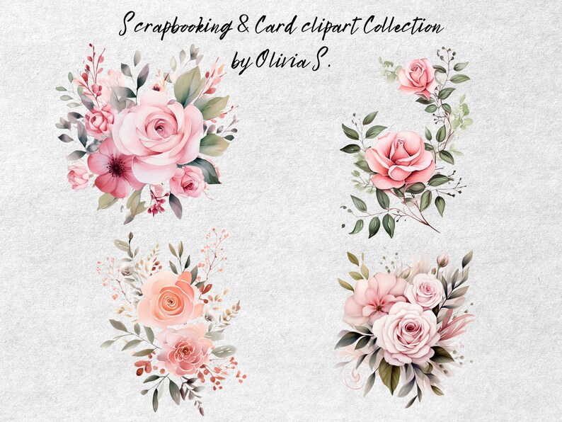 Pink Roses Frame Watercolor Floral Frame Clipart. Watercolor - Etsy