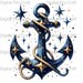 Blue Anchor Clipart Bundle, Nautical Graphics, Anchor Png, Nautical Png ...