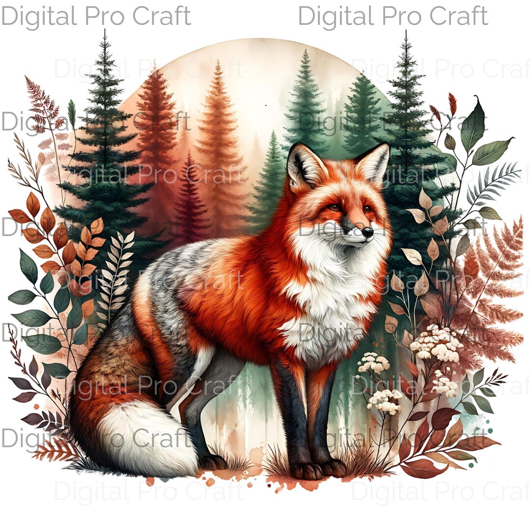 Whimsical Fox Clipart Bundle PNG Beautifully Illustrated Forest Fox for ...