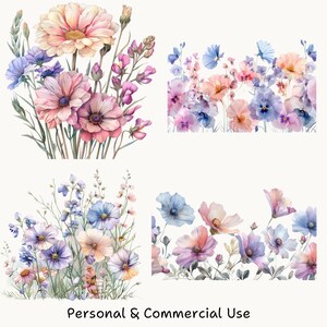 April Watercolor Daisy Florals PNG Clipart Set, High Quality, Sweet Pea ...