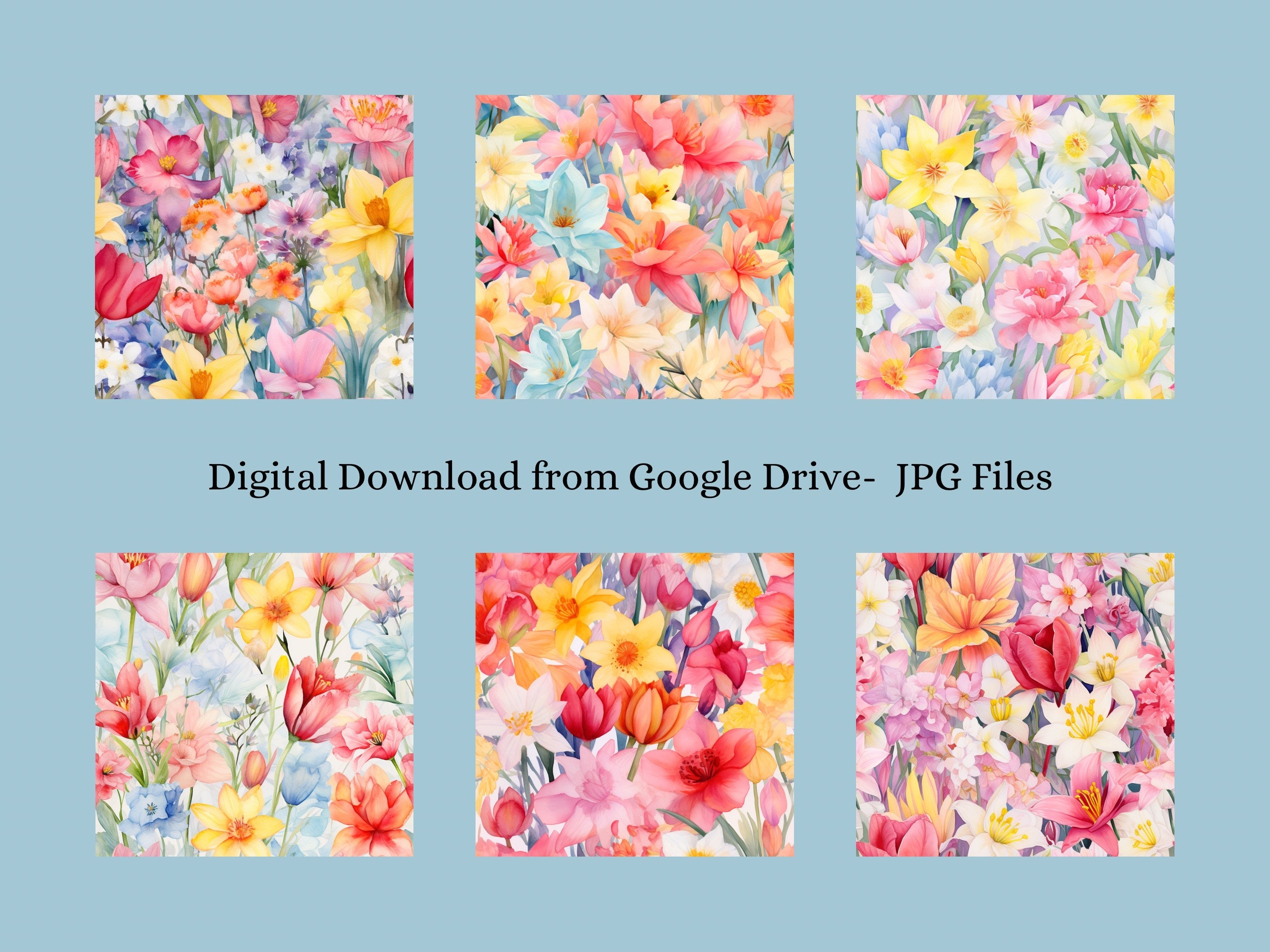 Spring Floral Medley Digital Paper Pack, 12x12 Seamless Pattern ...