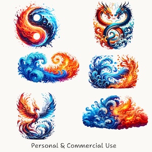 Fire and Water Clipart Bundle – 18 High-resolution PNG Images,dynamic ...