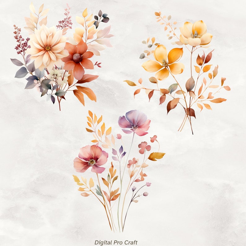 Floral Watercolor Clipart Fall Watercolor Clipart Autumn - Etsy