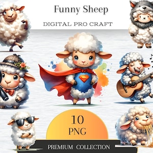 Funny Sheep Clipart | Comical Funny Sheep Clipart Bundle |PNG 10 High ...