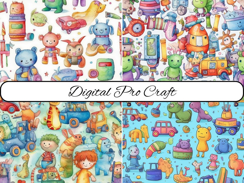 Set of 12 Pattern Toy Digital Papertoy Pack Toy Scrapbook - Etsy