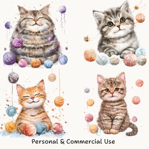 Watercolor Kitten Clipart, Cute Cat Digital Download, Printable Art ...