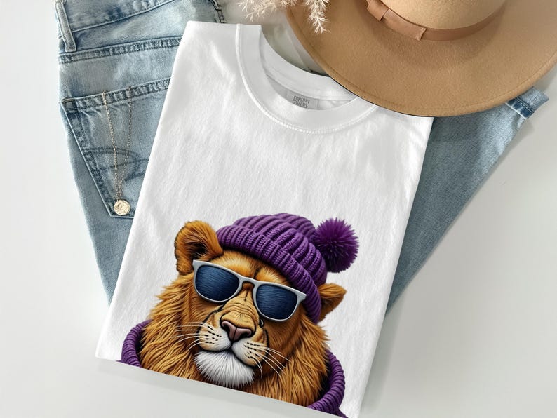 Cool Lion Latch Hook Yarn Crochet PNG, Embroidered PNG, Trendy Animal ...