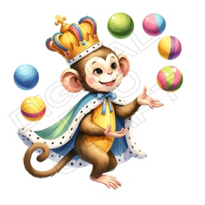 Royal Monkeys Clipart, Monkey PNG, Jungle Animals PNG, Watercolor ...