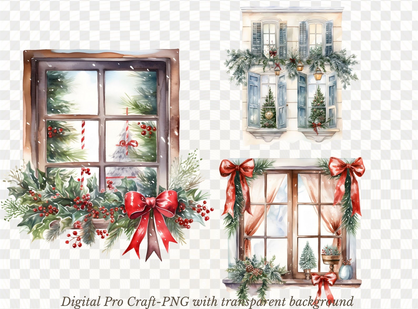 12 Watercolor Christmas Clipart Png Christmas Clipart PNG - Etsy