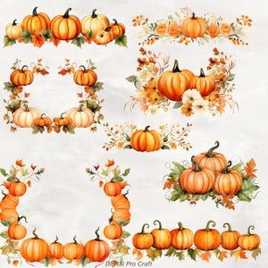 Watercolor Pumpkin Borders Clipart - Fall Autumn Borders Clip Art in ...