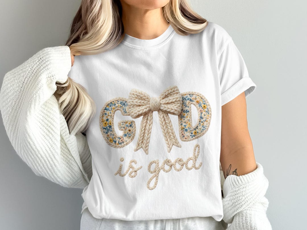 God is Good Faux Yarn Design PNG, Floral Letters Clip Art, Digital ...