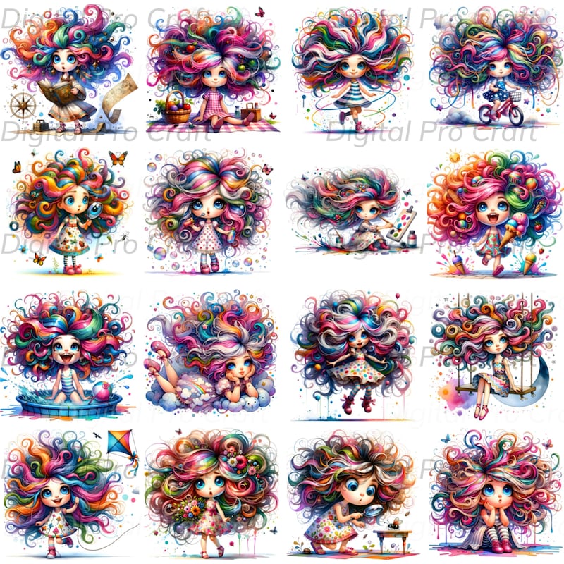 Quirky Girl Clip Art - Etsy