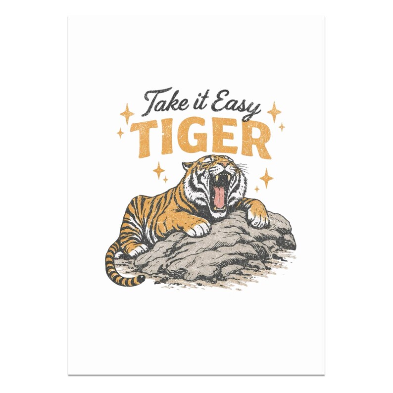 Vintage Tiger Clipart, Distressed PNG, Sublimation Design, DTF Transfer ...