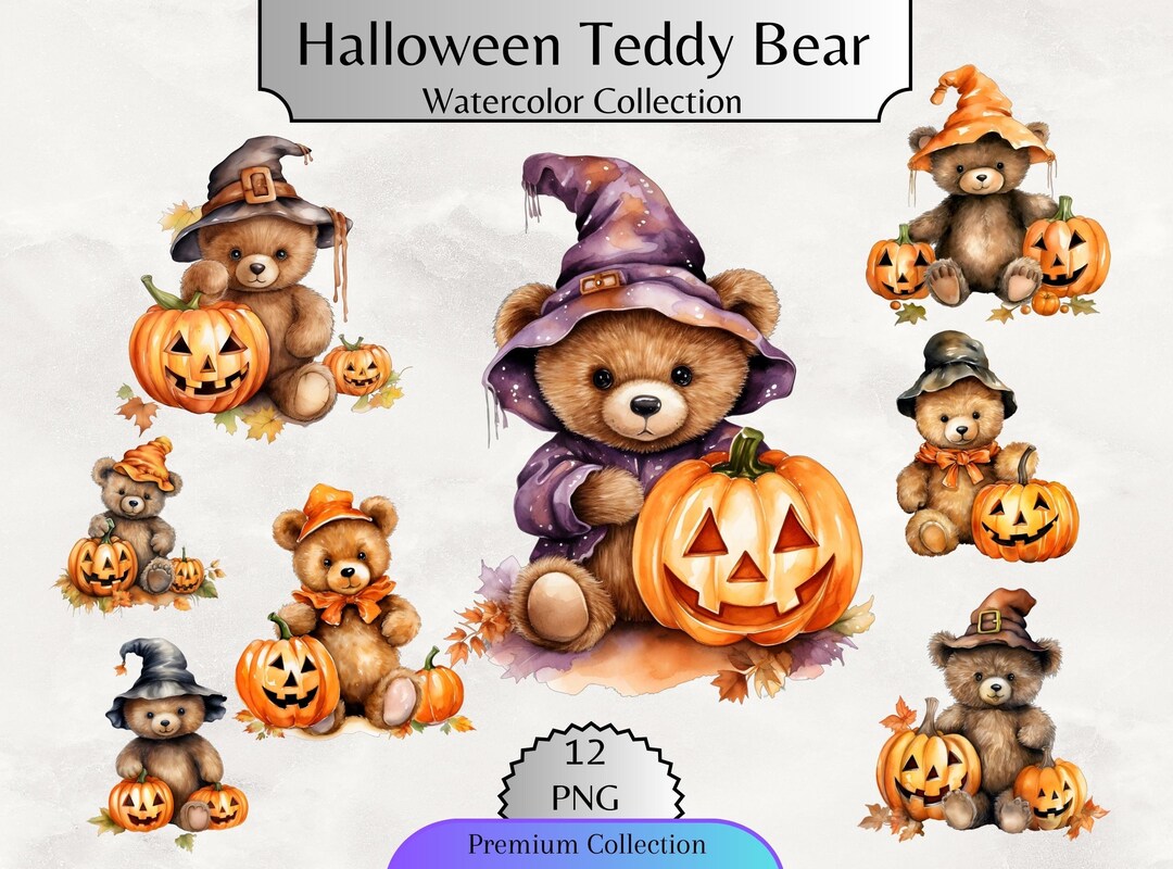 12 Halloween Clipart PNG, Halloween Clipart, Teddy Bear, Transparent ...