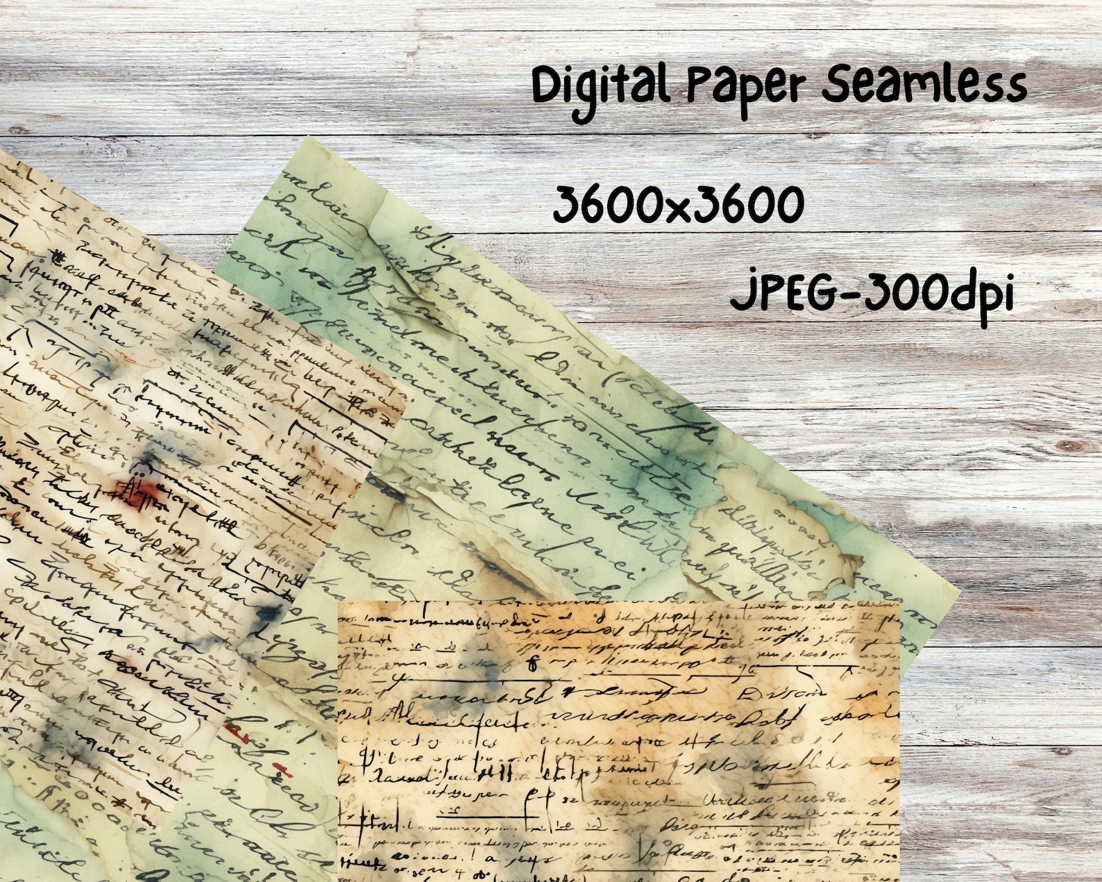Vintage Handwriting Versatile Digital Paper Seamless Patterns Texture ...