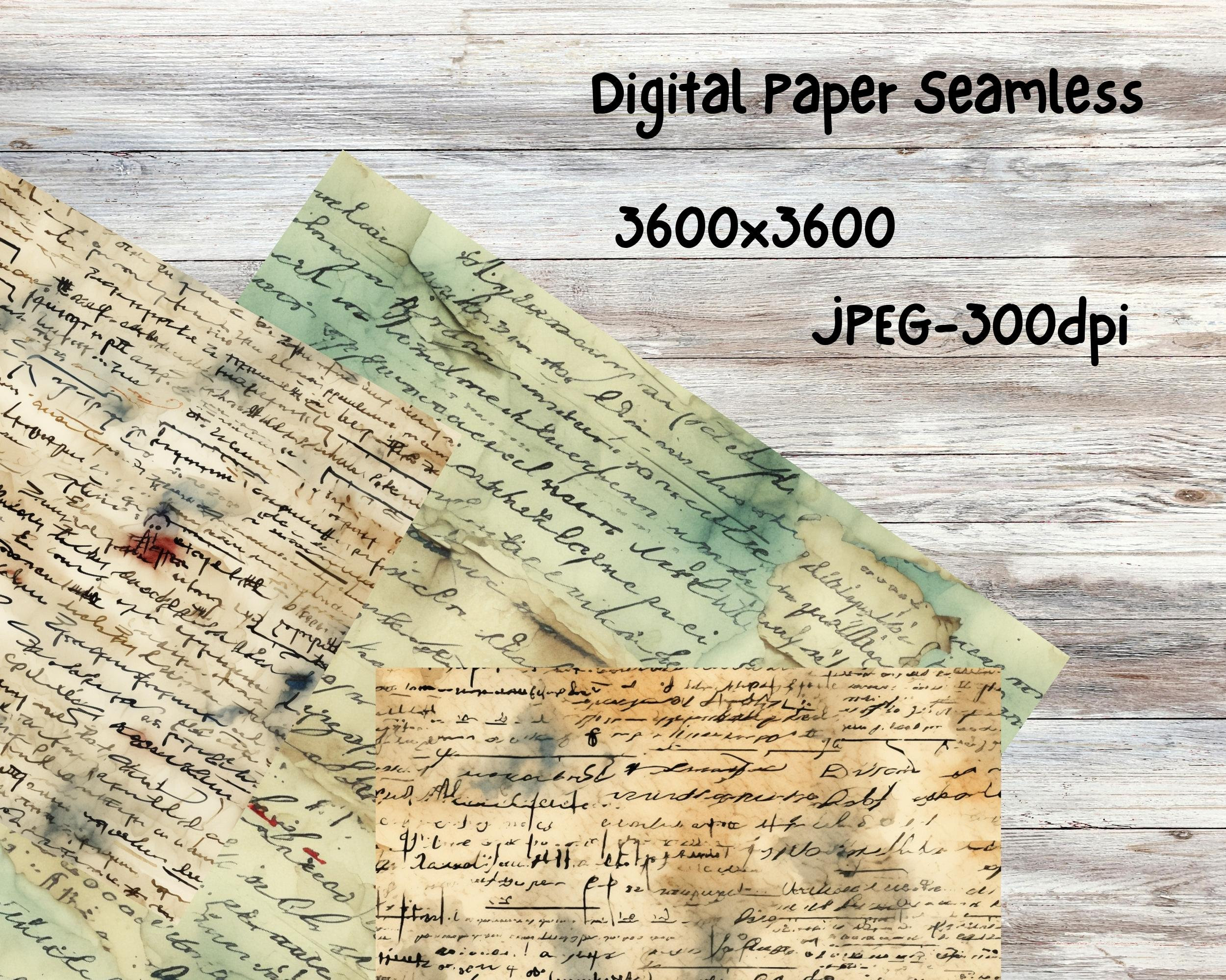 Vintage Handwriting Versatile Digital Paper Seamless Patterns Texture ...