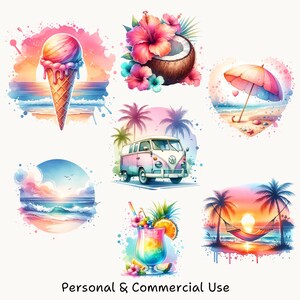 Summertime Clipart Bundle, Summer Vibes PNG, Hello Summer & Tropical ...