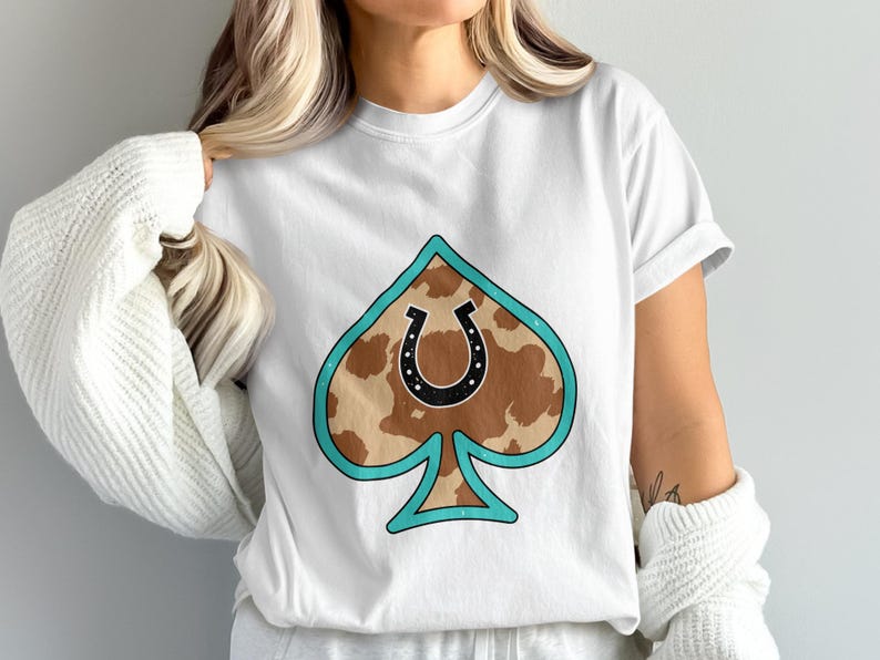 Vintage Western Png, Spade Horseshoe Print, Cowhide Pattern Download ...