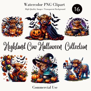 Halloween Baby Highland Cow Clipart Bundle, Highland Cow Clipart ...