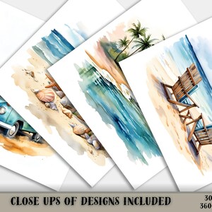 12 Beach Scenes, Watercolor Beach Clipart, Digital Beach Art ...