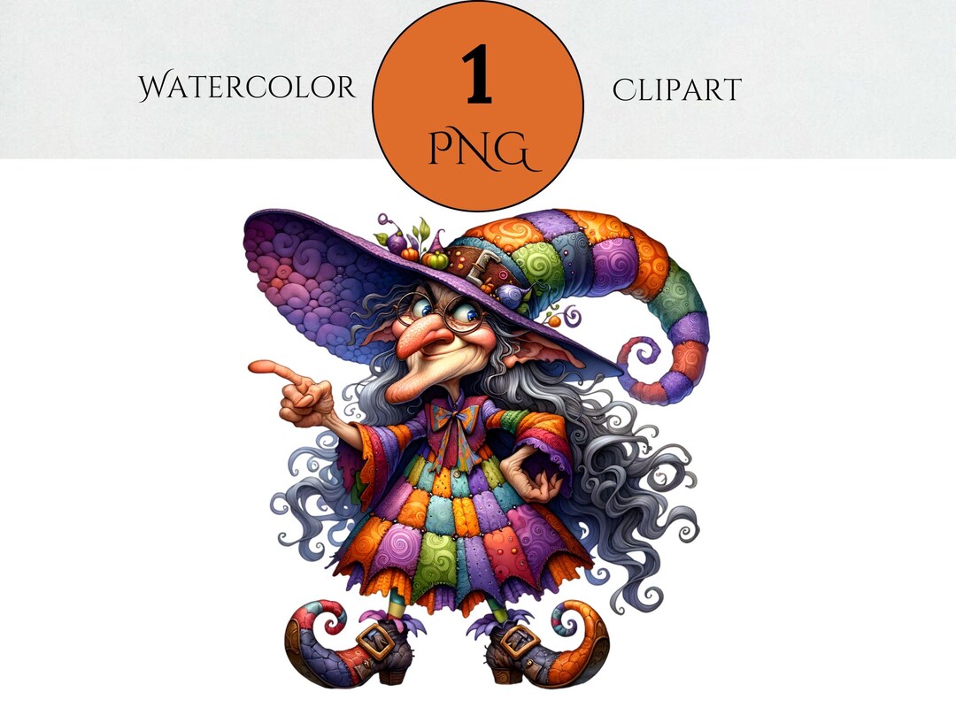 Funny Witch Clipart | Humorous Witch Clipart Bundle – 1 PNG High ...