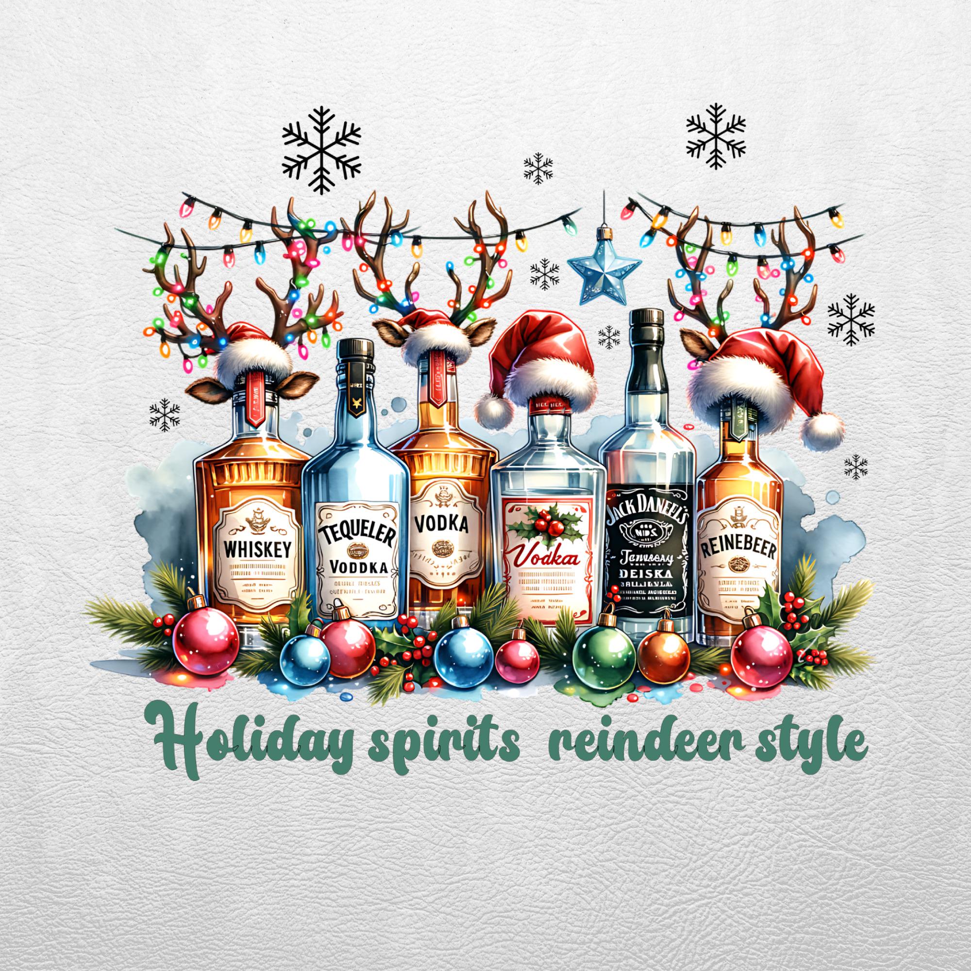 Holiday Spirits Clipart Png, Reindeer, Whiskey, Vodka, Tequeler ...