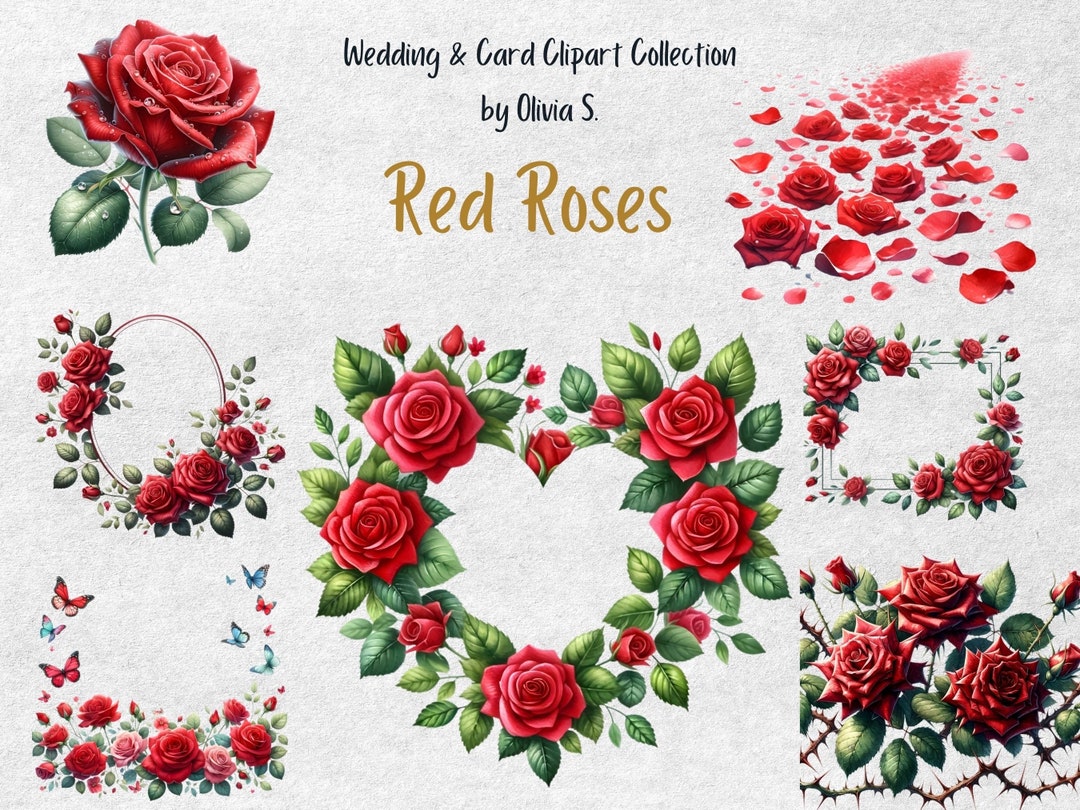 Floral Corner Border Clipart, Red Roses PNG, Card Decorating ...