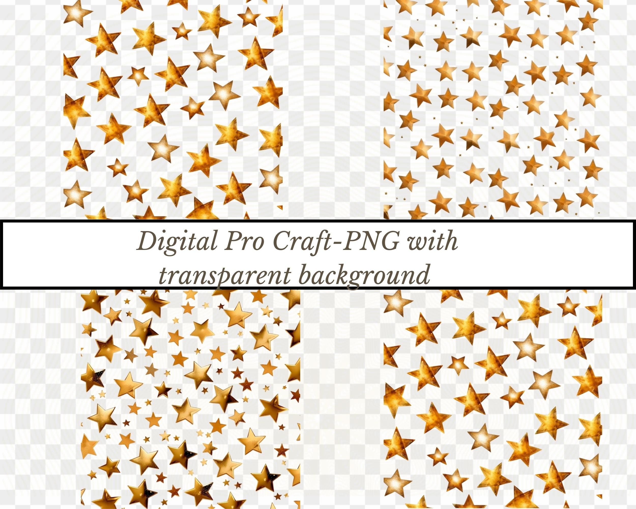 Set of 12 Golden Star Overlays - Starry Night Gold Star Patterns, PNG ...