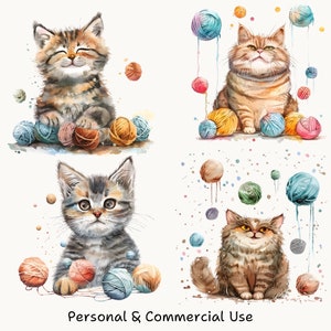 Watercolor Kitten Clipart, Cute Cat Digital Download, Printable Art ...