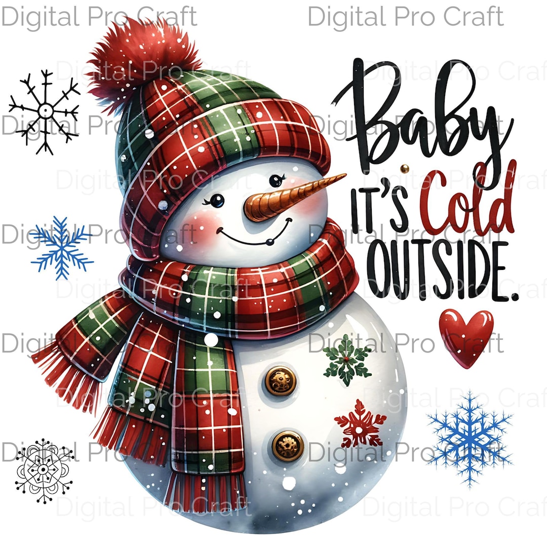 Cheerful Snowman With Colorful Hat and Scarf - Baby It's Cold Outside ...