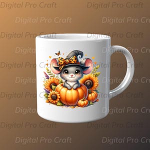 Halloween Mouse PNG Clipart With Mouse Witch Hat and Pumpkins - Festive ...