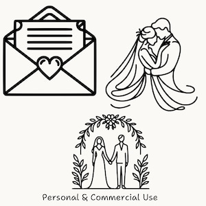 Elegant Wedding Art Line Clipart for Card Invitations T-shirts ...