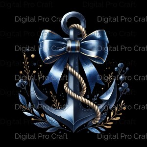 Blue Anchor Clipart Bundle, Nautical Graphics, Anchor Png, Nautical Png ...