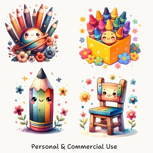School Clipart Set Watercolour School Supplies Clipart Bundle, Back to ...