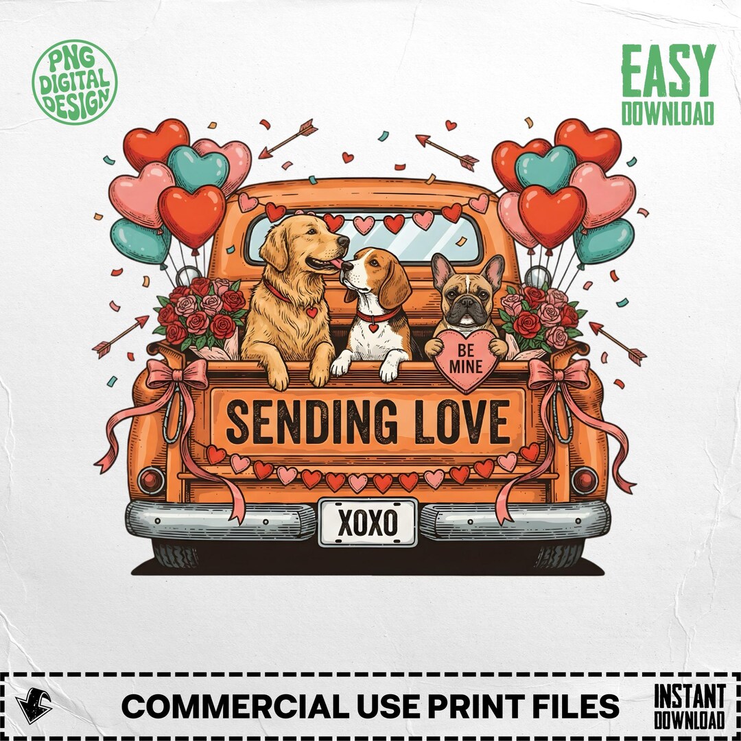Valentine Truck Png, Dogs Png, Sending Love, Golden Retriever, Beagle ...