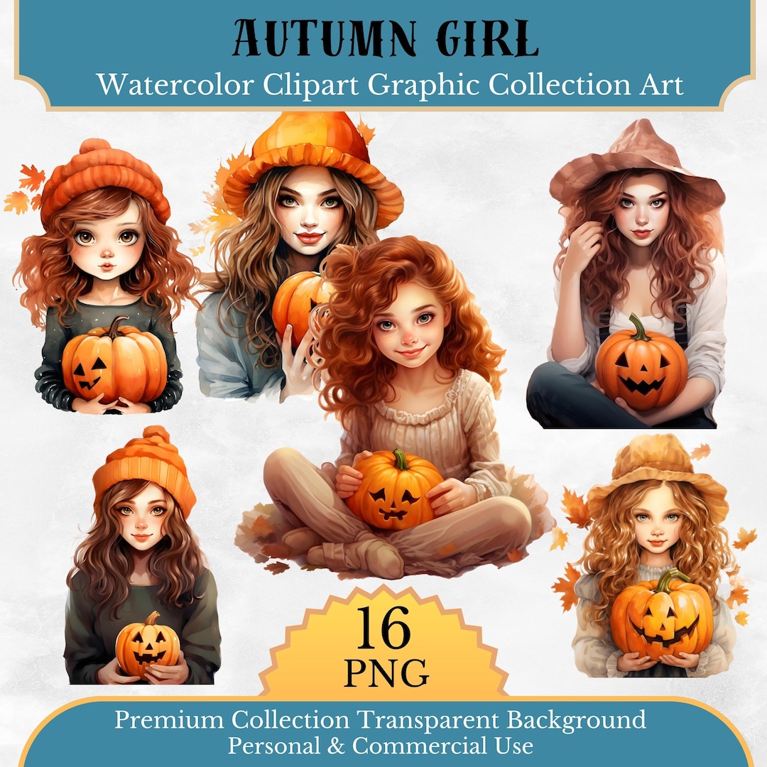 Watercolor Autumn Girl Clipart Png, Fashion Girl Clipart, Woman Autumn ...