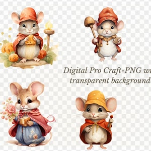 Watercolor Little Mouse Clipart - Fairytale Mice 12 PNG Digital Image ...