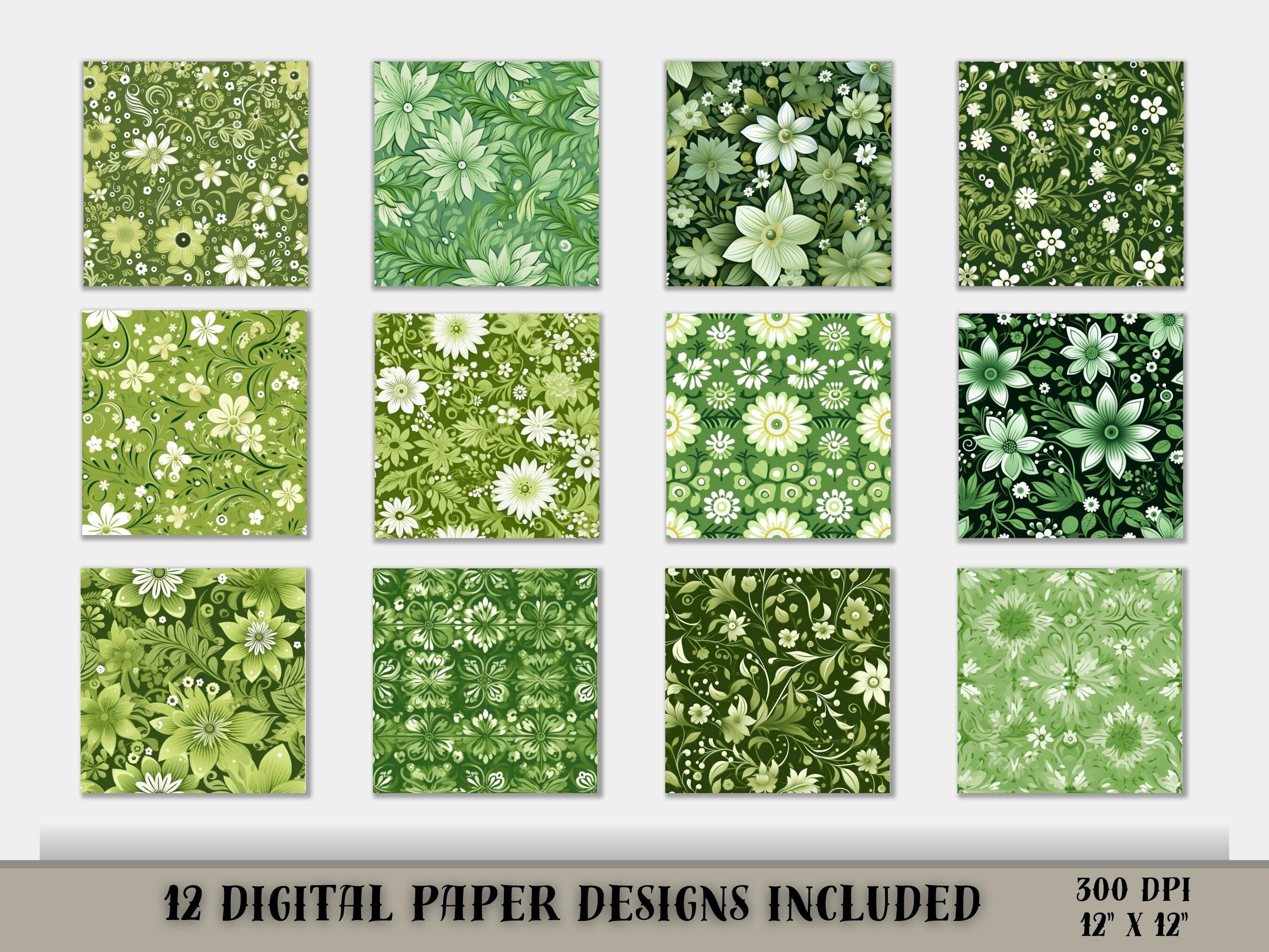 Green Floral Digital Paper SEAMLESS Green Watercolor - Etsy