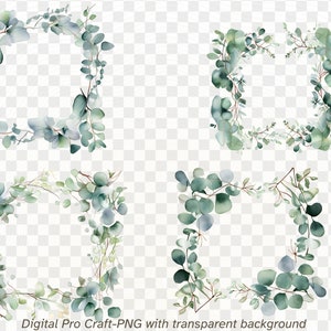 Set of 17, Watercolor Eucalyptus Clipart, Greenery Clipart , Watercolor ...