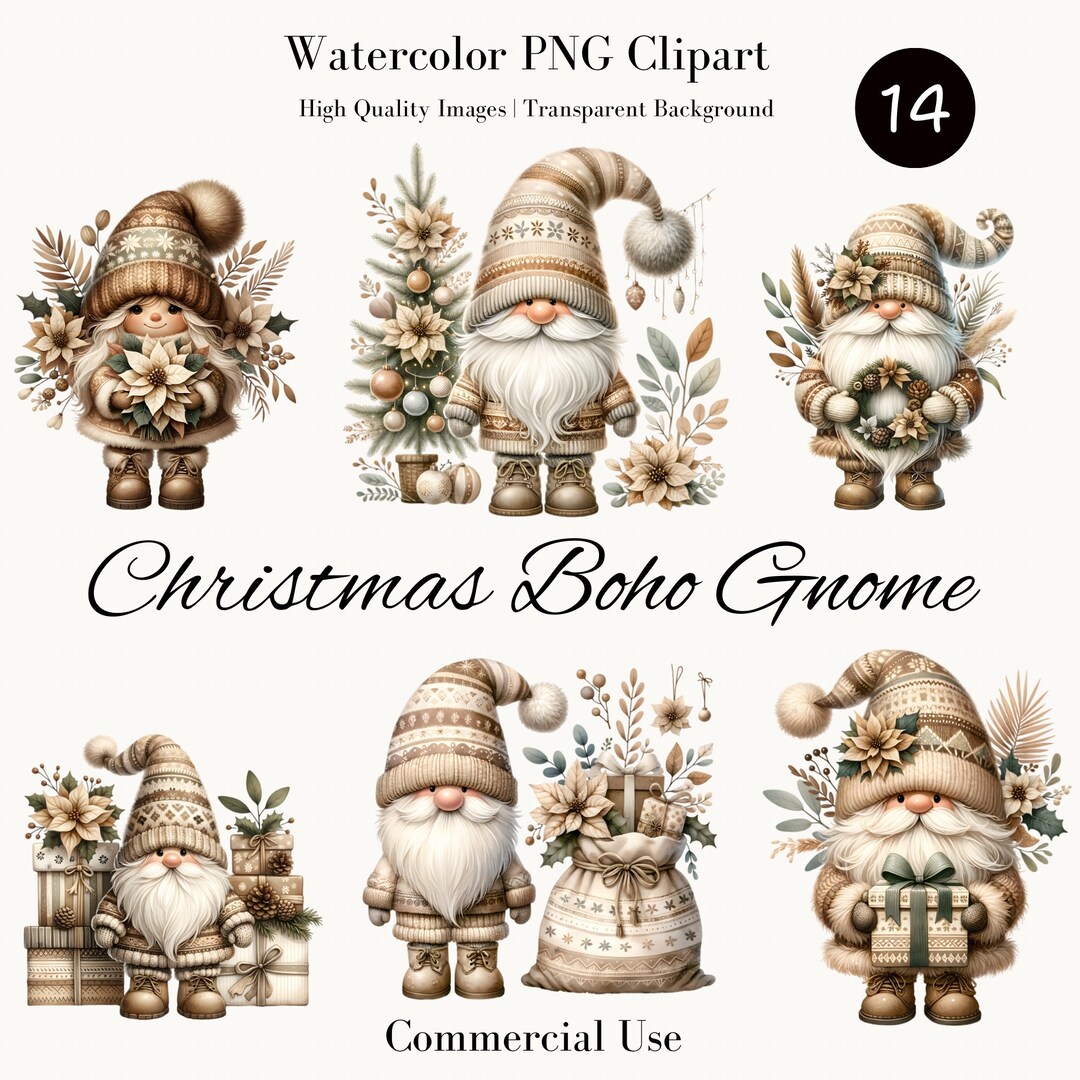 Christmas Boho Gnome Watercolor PNG Clipart – High Quality Images ...