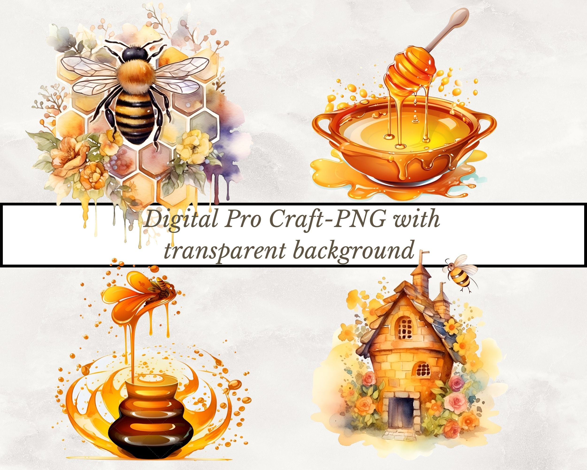 Watercolor Honey Bee Clipart Spring Garden Bee and Honey - Etsy