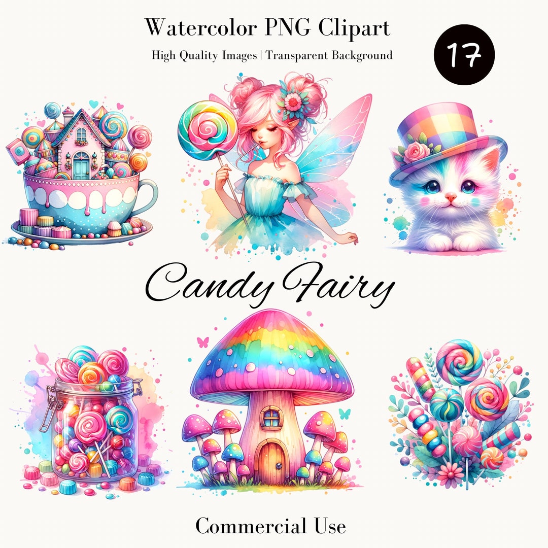 17 Candy Fairy Watercolor PNG Clipart High Quality Transparent ...