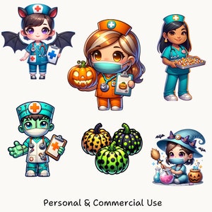 Cute Halloween Nurse Clipart Watercolor PNG, Spooky Nurse Illustrations ...