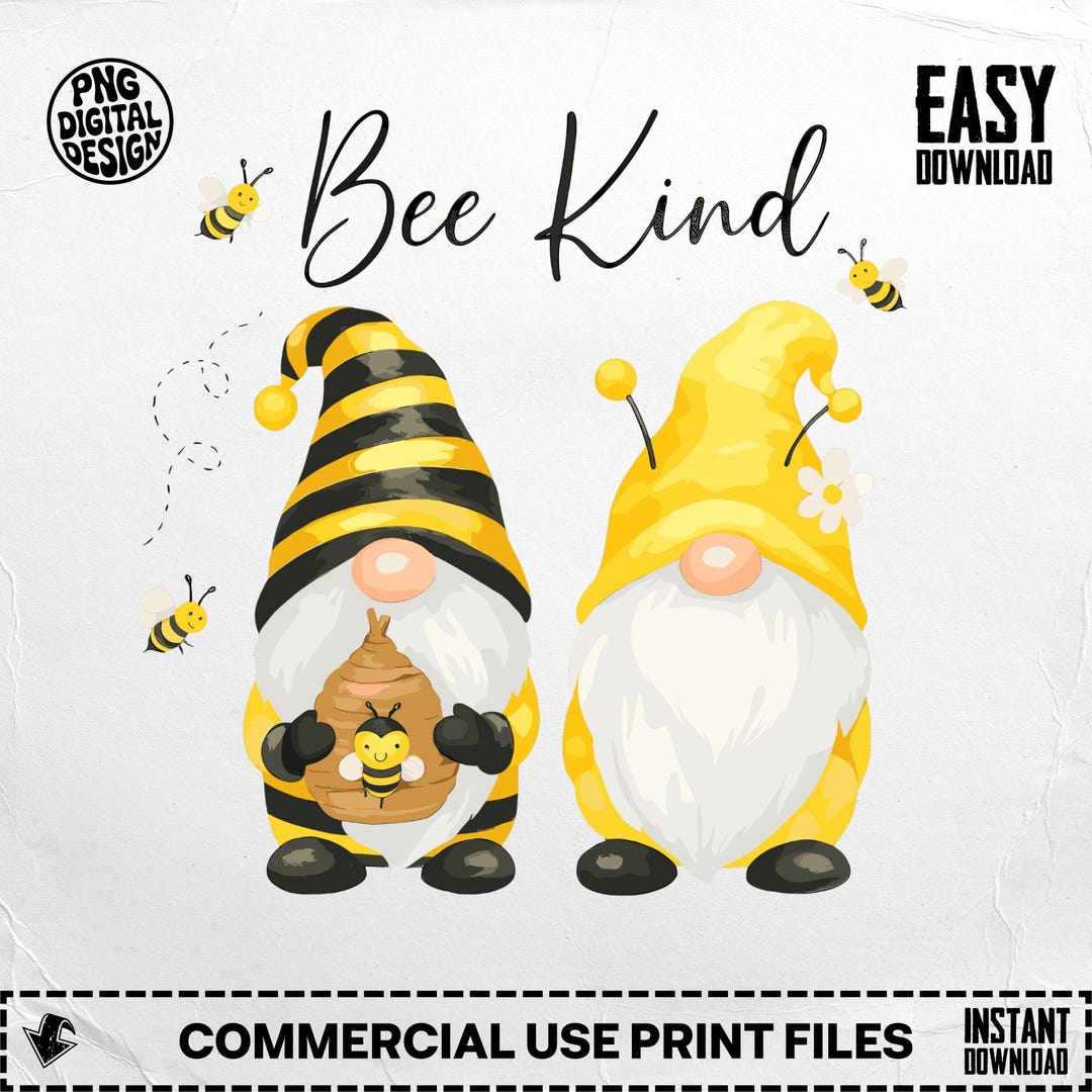 Bee Kind Gnomes Digital Download, Bee Clipart Png Svg, Honey Bee Gnomes ...