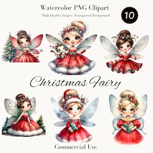 Fairy Christmas Clipart Set, Magical Winter Digital Art, Festive Fairy ...
