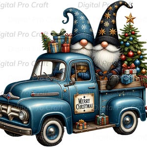 Christmas Gnome Truck Clipart Bundle - Winter Gnome PNG Graphics for ...
