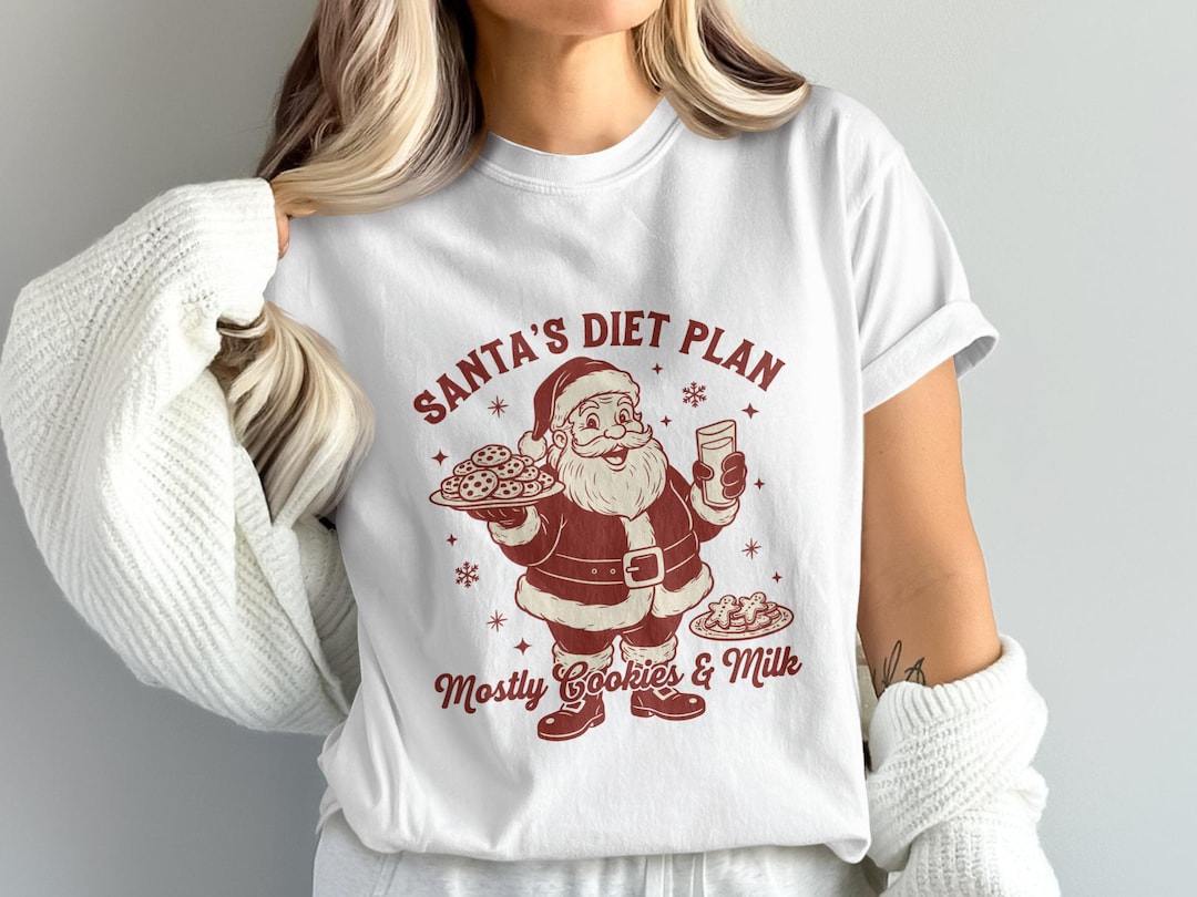 Santa Diet Plan Clipart, Funny Christmas SVG PNG, Cookies and Milk ...