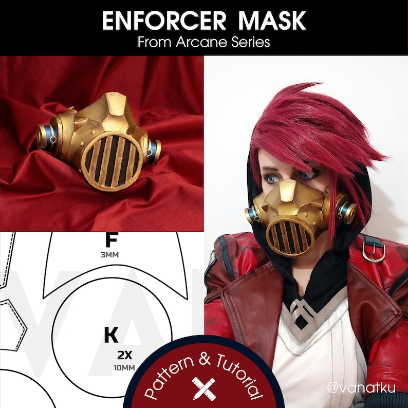 Tutorial & Pattern Enforcer Mask From Arcane Vi Jinx Inspired League of ...