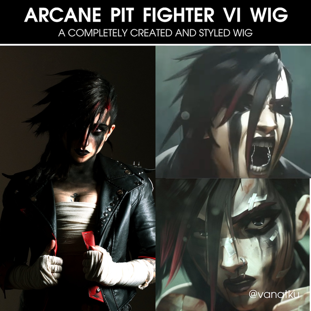 Arcane 2 Pit Fighter Emo Vi Cosplay Wig Inspired League of Legends Lol ...